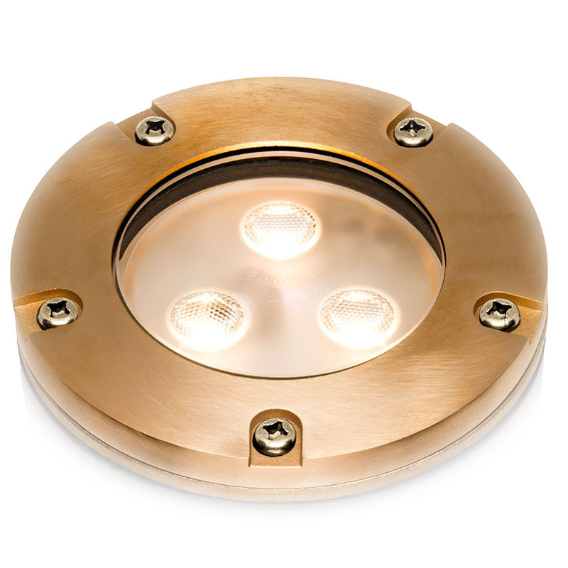 12V 6W Cast Brass Integrated LED In Ground Well Light - 5" Diameter ...