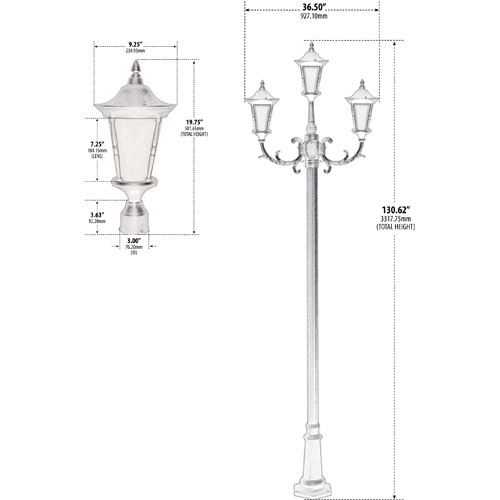 Cast Aluminum Gabriella 3 Light Post Lamp | AQLighting