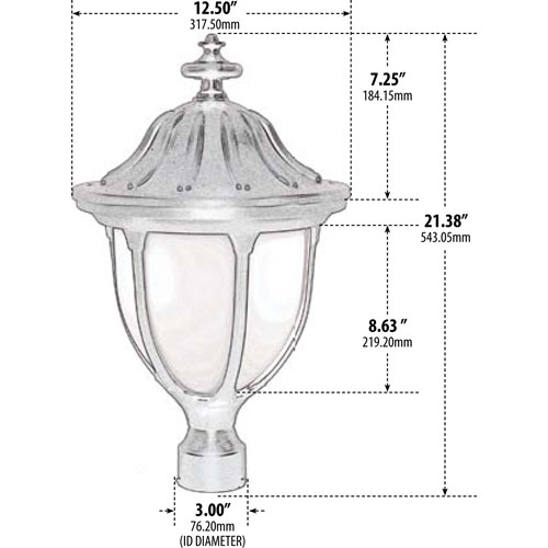 Commercial Grade 60w Showcase Post Top Light | AQLighting