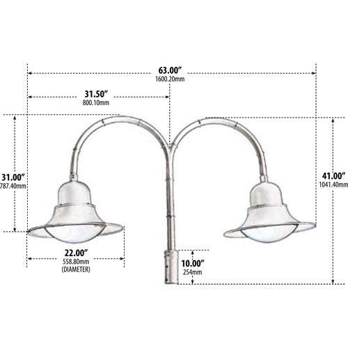 120V Double Drop Landscape LED Post Light | AQLighting